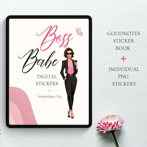 Buy Boss Babe Digital Stickers | 79 Pre-cropped Goodnotes, PNG Stickers ...