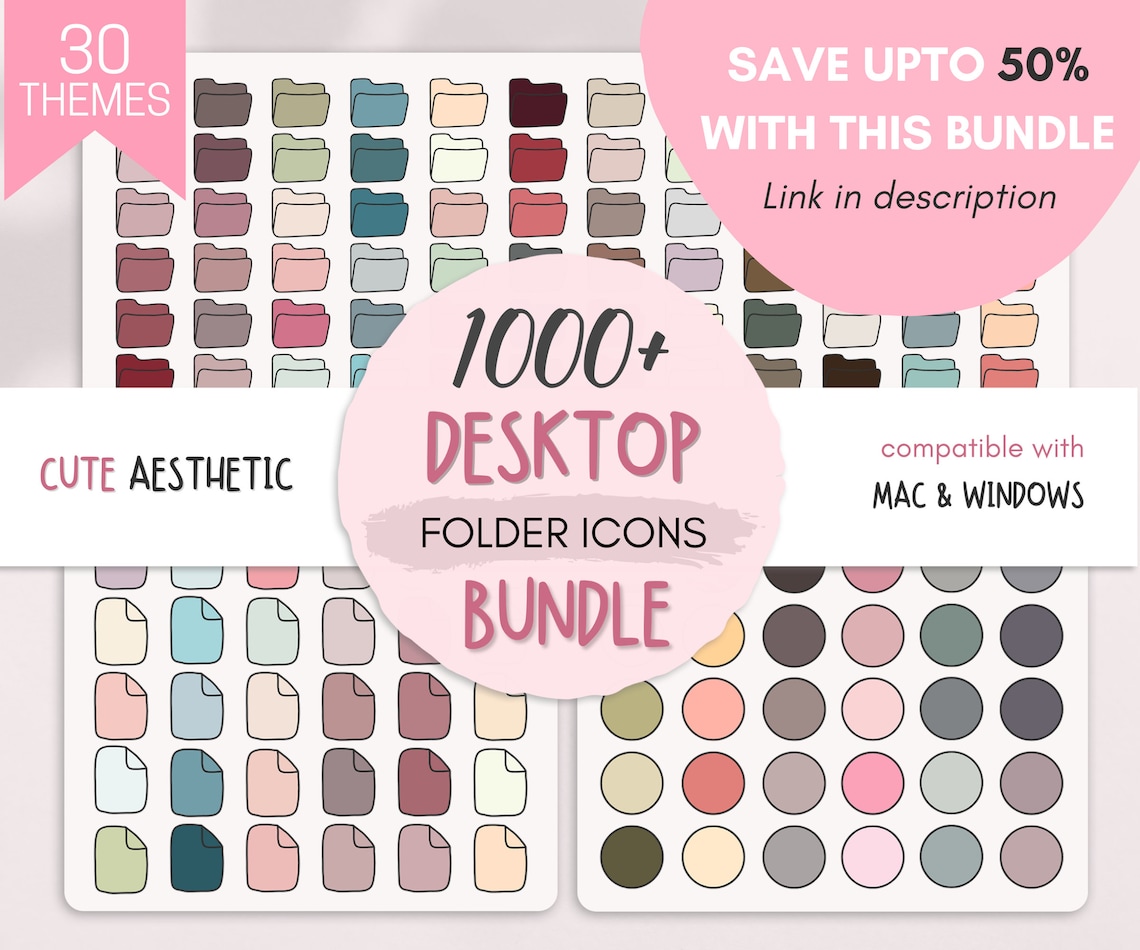 25 Cute Desktop Folder Icons for MAC and WINDOWS Desktop - Etsy