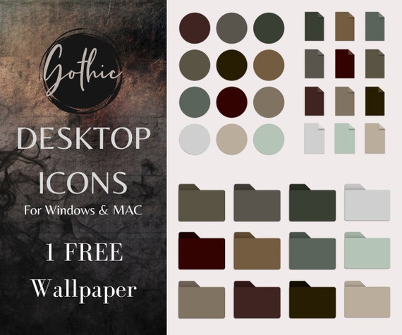 36 Gothic Desktop Folder Icons With Free Wallpaper Organizer | Etsy