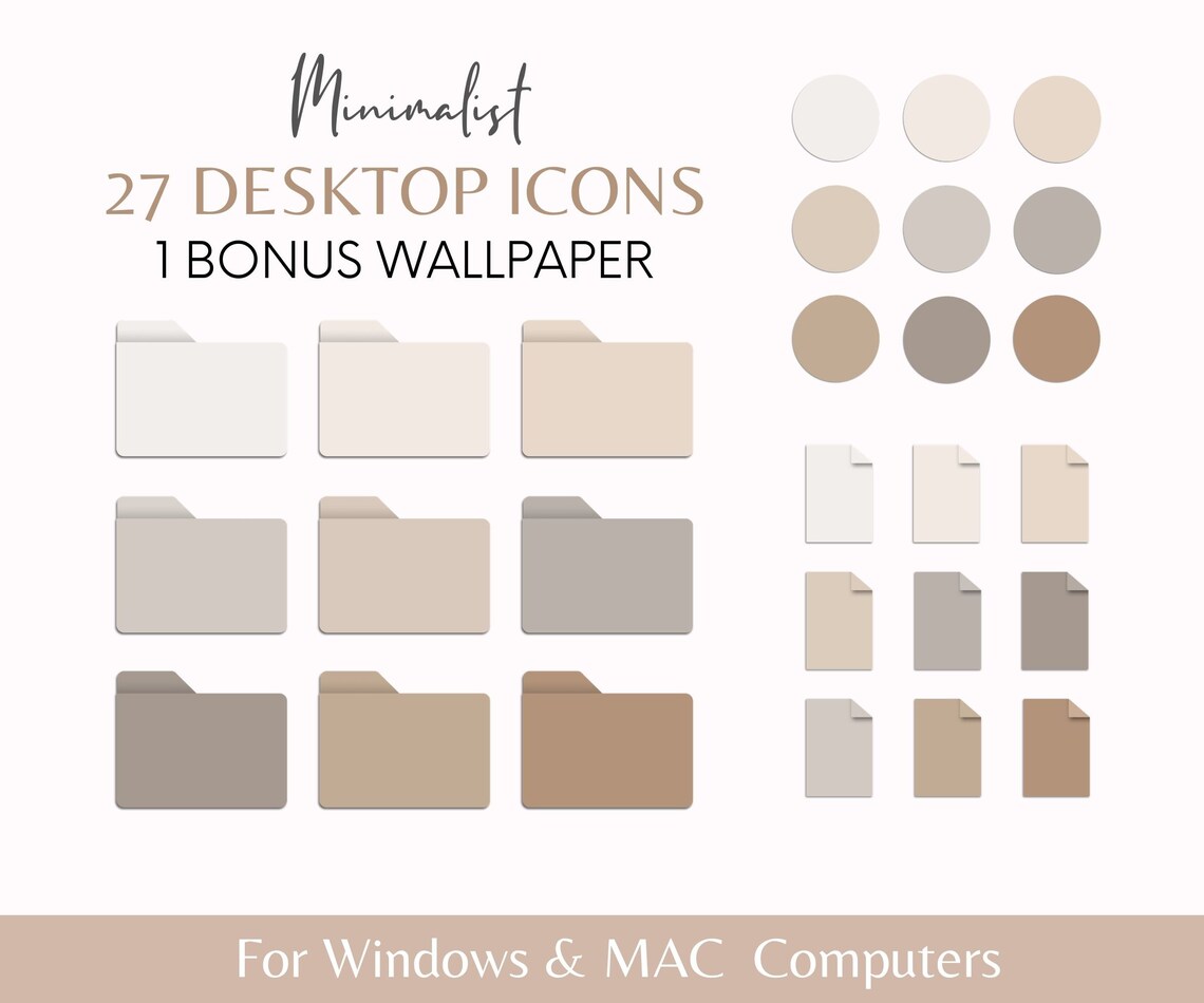 27 Beige DESKTOP Folder Icons With Free Wallpaper Organizer for MacBook ...