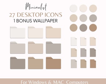 Beige Desktop Icons - Etsy