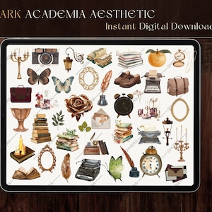 120 Dark Academia Digital Journal Stickers | Pre-cropped Goodnotes ...