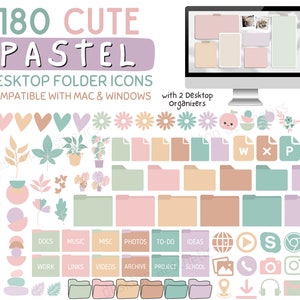 180 Desktop Pastel Folder Icons With Free Desktop Organizers for Mac ...