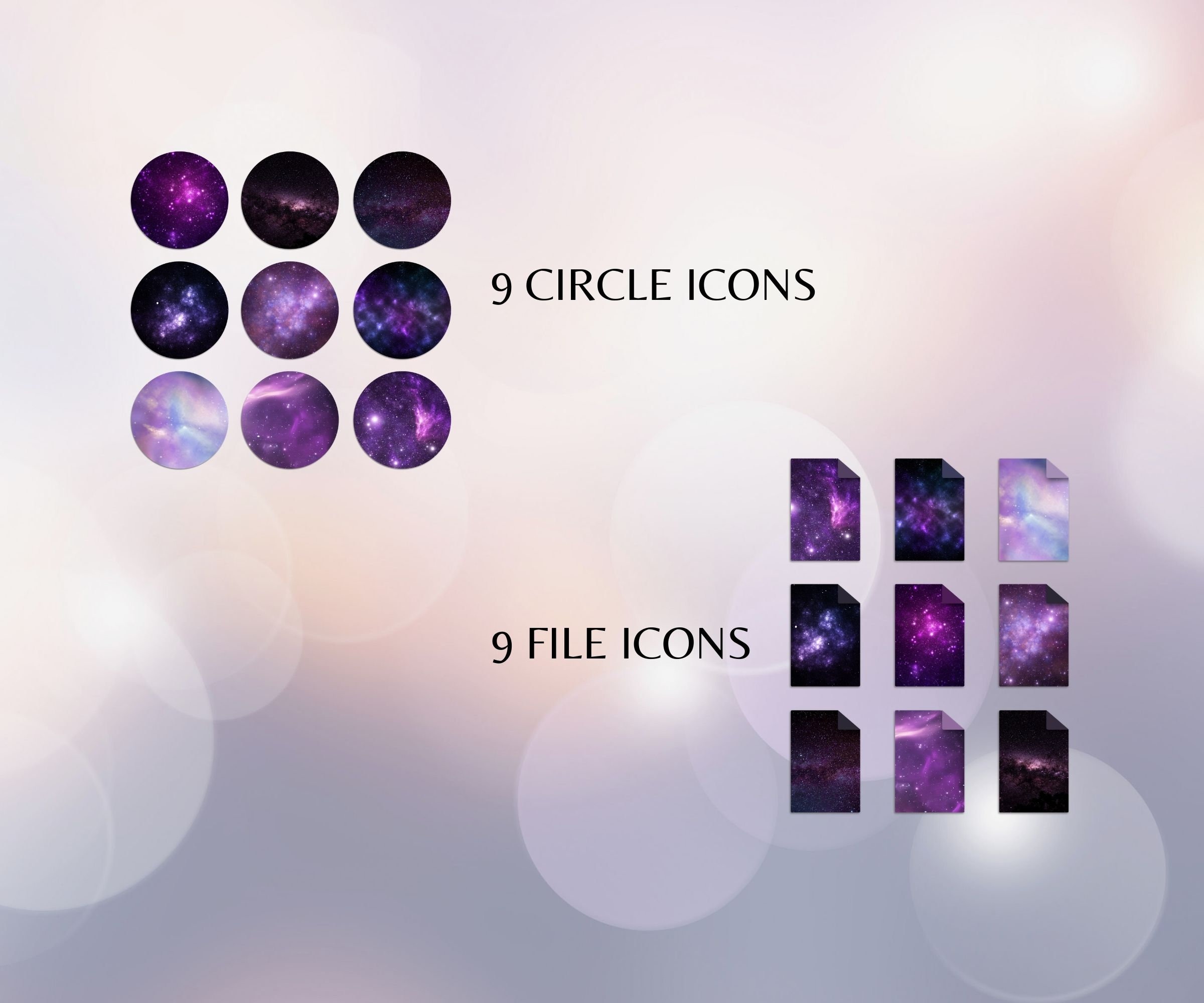 27 Purple Galaxy Desktop Icons for MacBook and WINDOWS, Circle, Folder ...