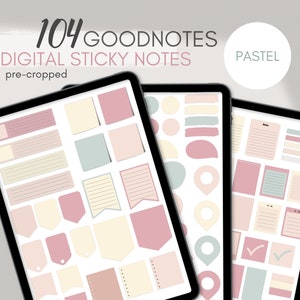 104 Pastel Goodnotes Sticky Notes, Pre Cropped Neutral Digital ...