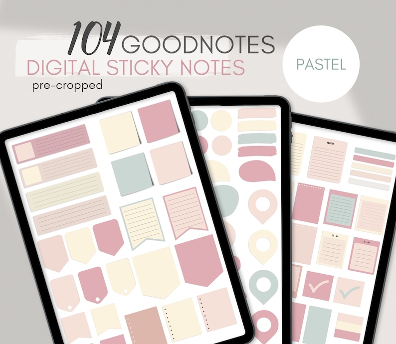104 Pastel Goodnotes Sticky Notes Pre Cropped Neutral Digital - Etsy