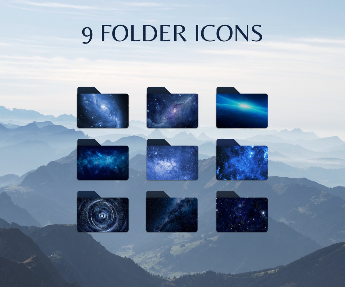 18 Blue Galaxy Theme Desktop Icons for MacBook and WINDOWS | Circle and ...