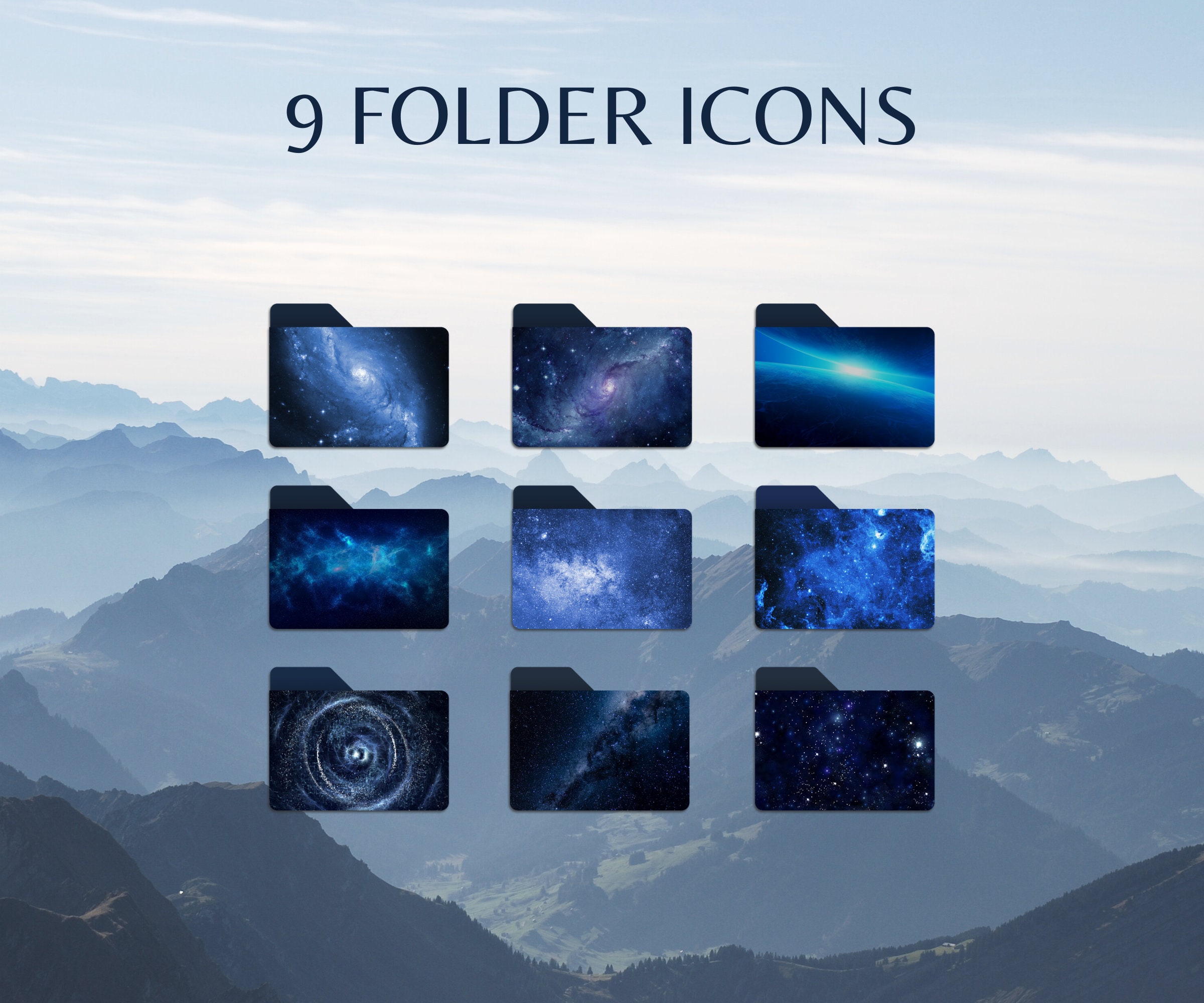 18 Blue Galaxy Theme Desktop Icons for MACBOOK and WINDOWS - Etsy
