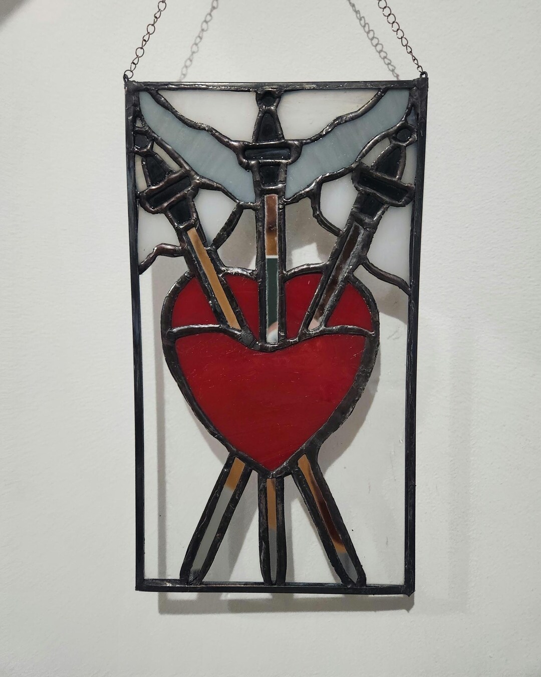 Three of Swords Stained Glass Panel – Tarot Card Wall Art, Spiritual ...