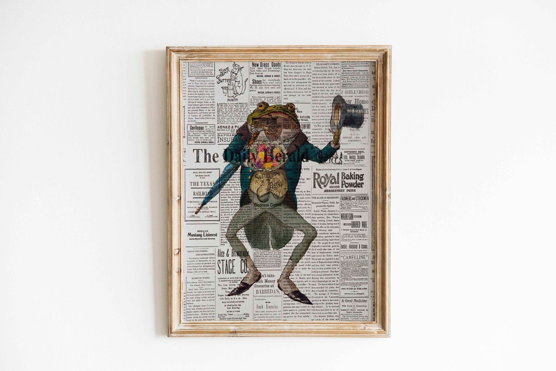 Vintage Poster Frog Dictionary Art Print Antique Illustration Frog With ...