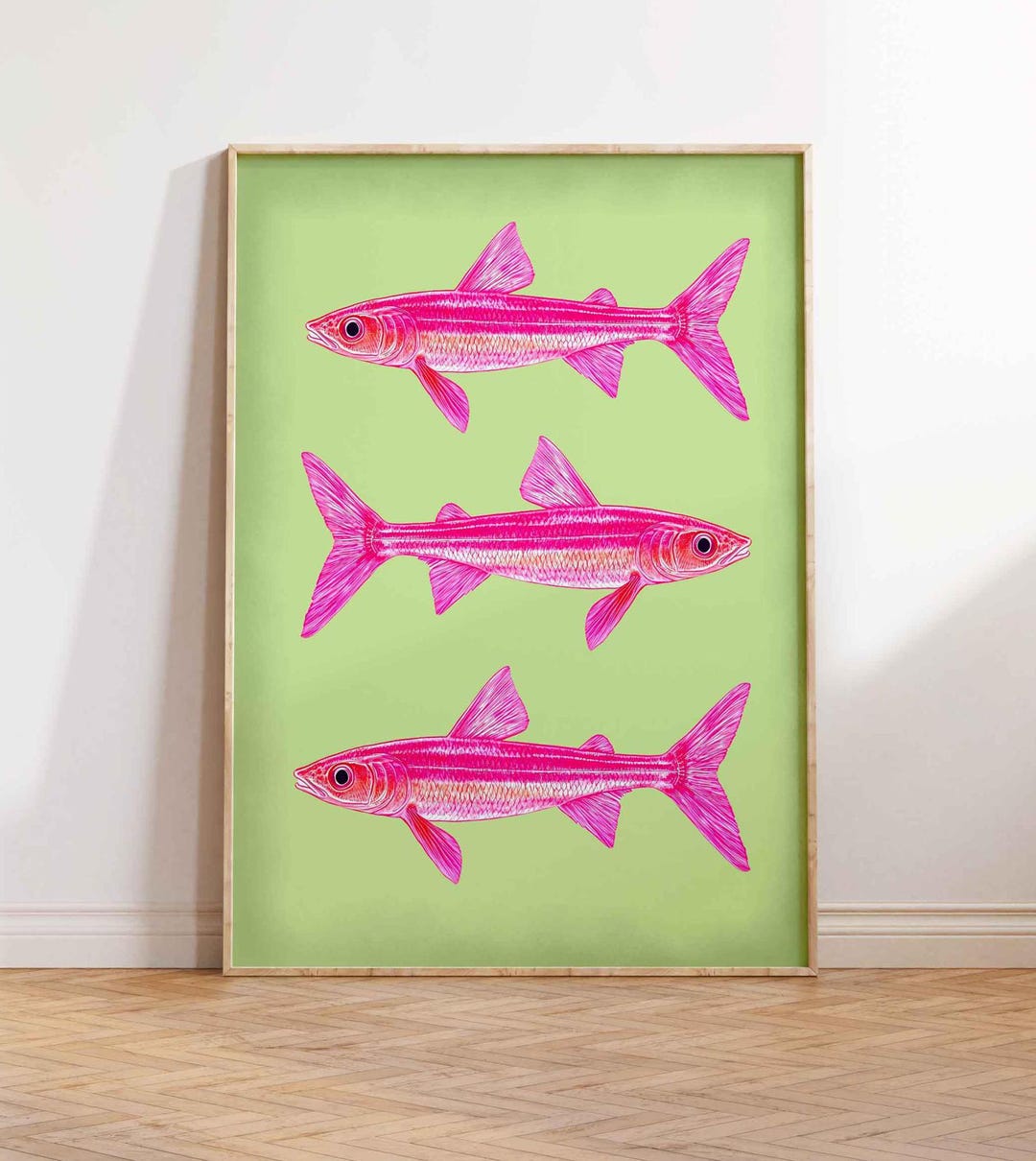 Pink Sardines Print Sardines Wall Art Fish Poster Collage Retro ...