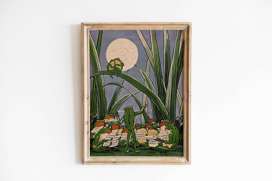 Vintage Frog Concert Poster Funny Amphibian Illustration Retro Wall Art ...