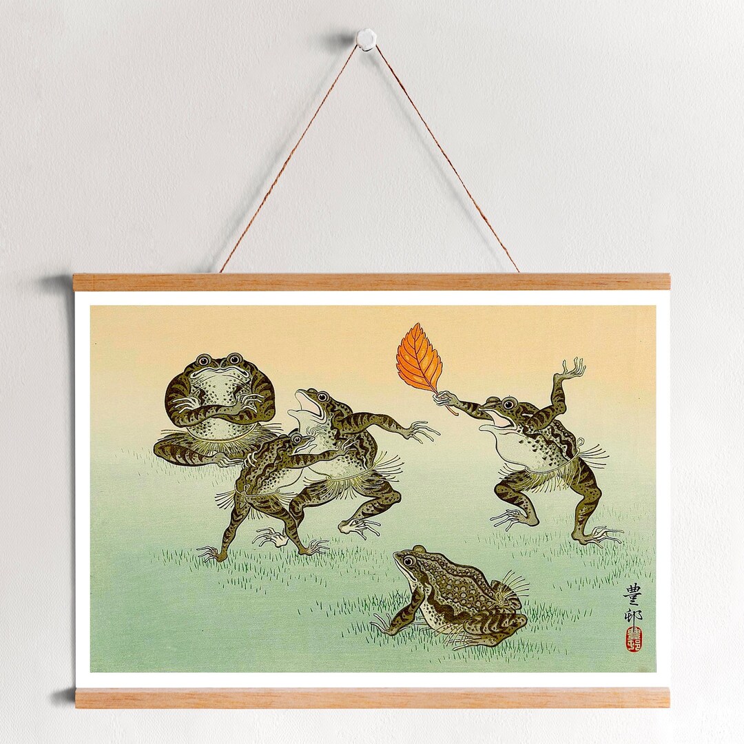Vintage Print Japan Poster Funny Frogs Wall Decoration frogs Sumo ...