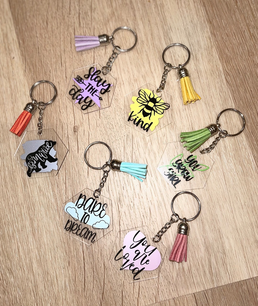 Handmade Phrase Keyrings - Etsy UK