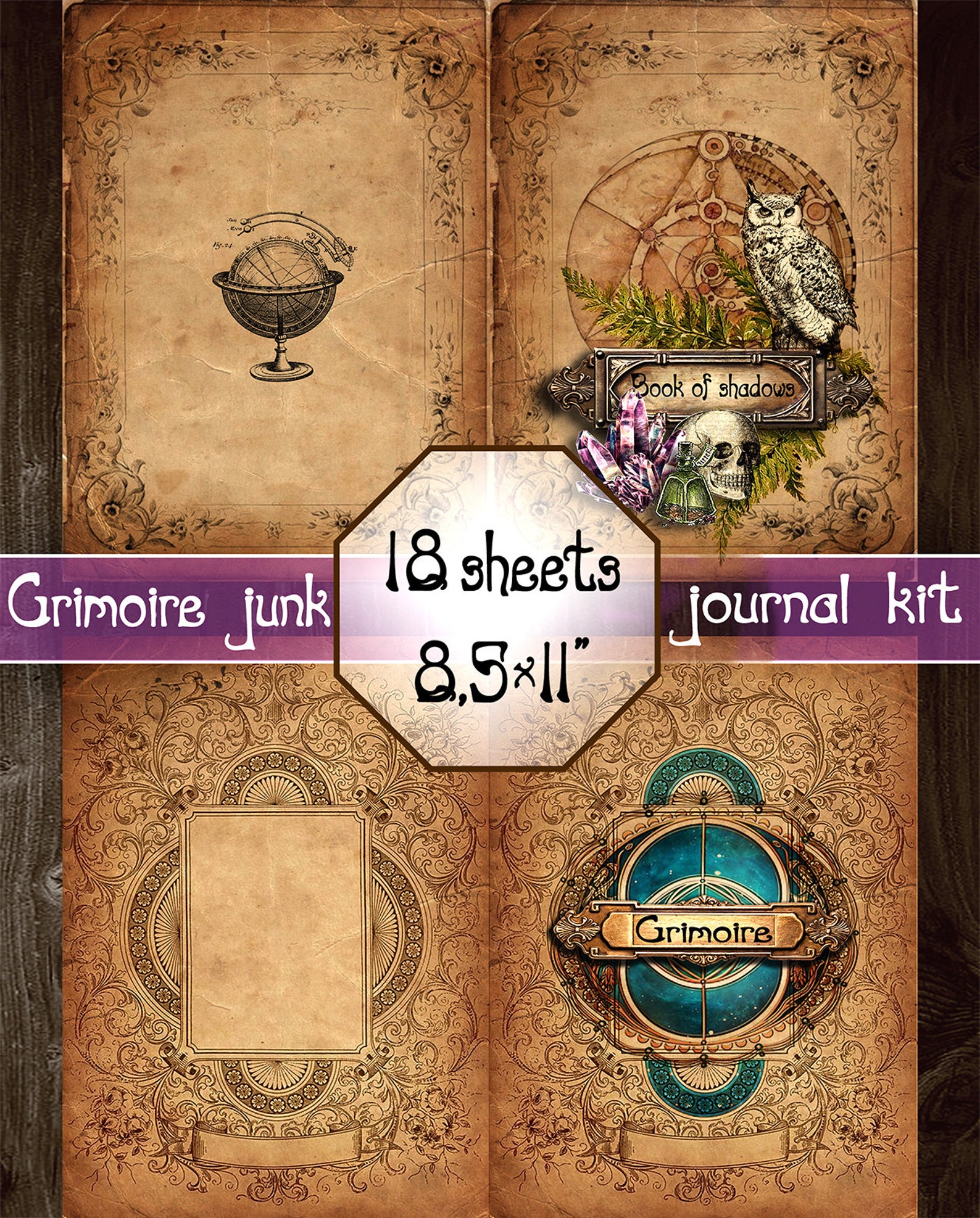 Printable grimoire pages book of shadows pages digital | Etsy