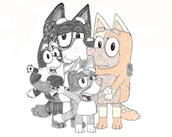 Custom Personalised Bluey Style Family Portraits High Quality Digital ...