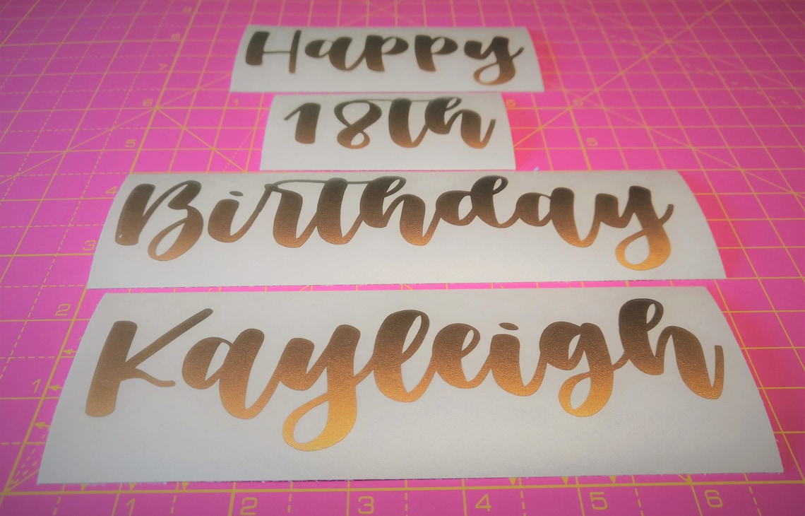 Happy Birthday Name Sticker | Personalised Birthday Vinyl | Decal ...