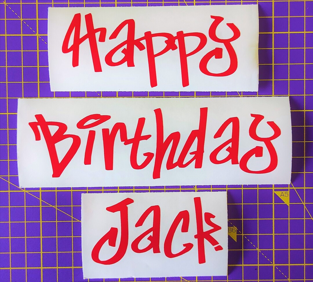 Happy Birthday Name Sticker Personalised Birthday Vinyl Decal Birthday ...