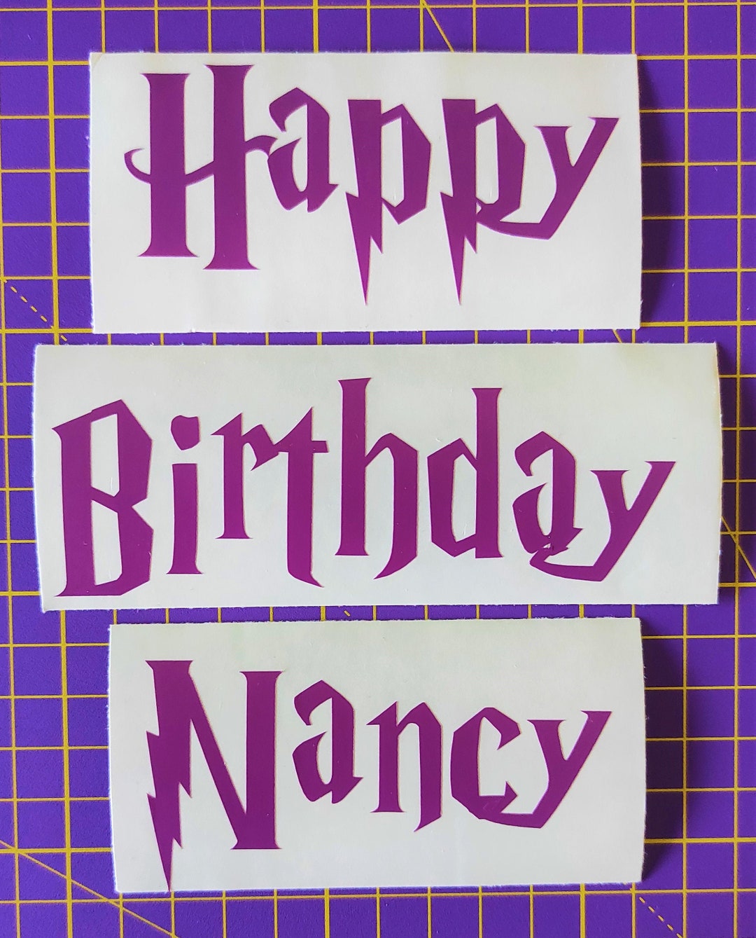 Happy Birthday Name Sticker Personalised Birthday Vinyl Decal Birthday ...