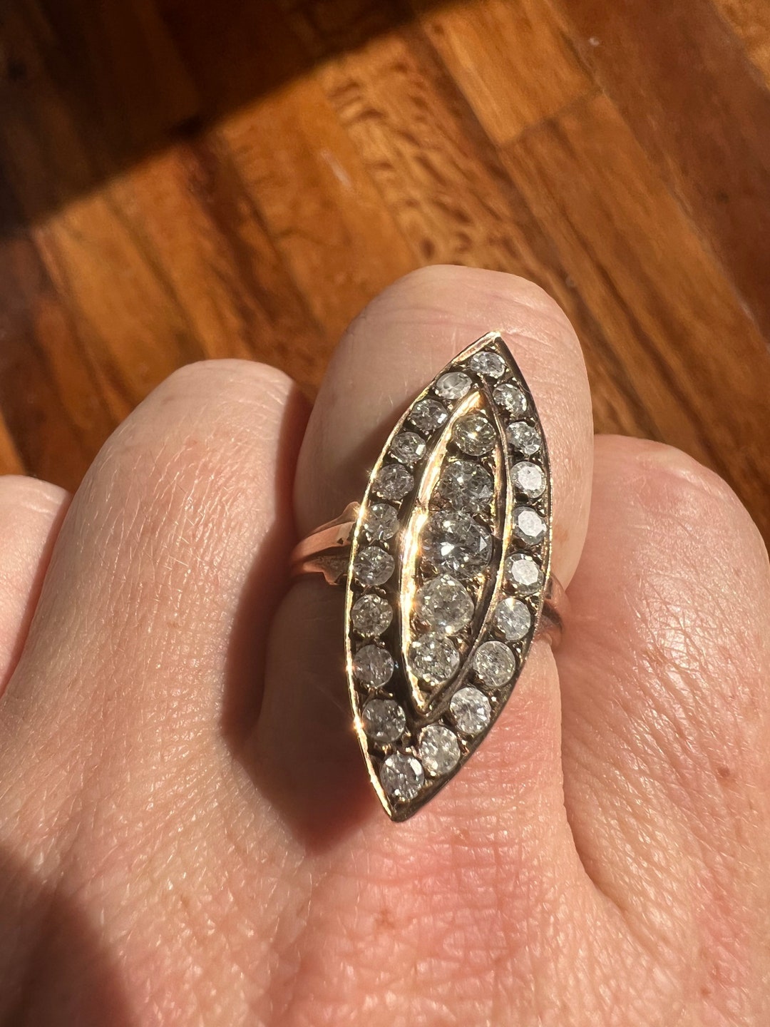 Victorian Navette Diamond Ring - Etsy
