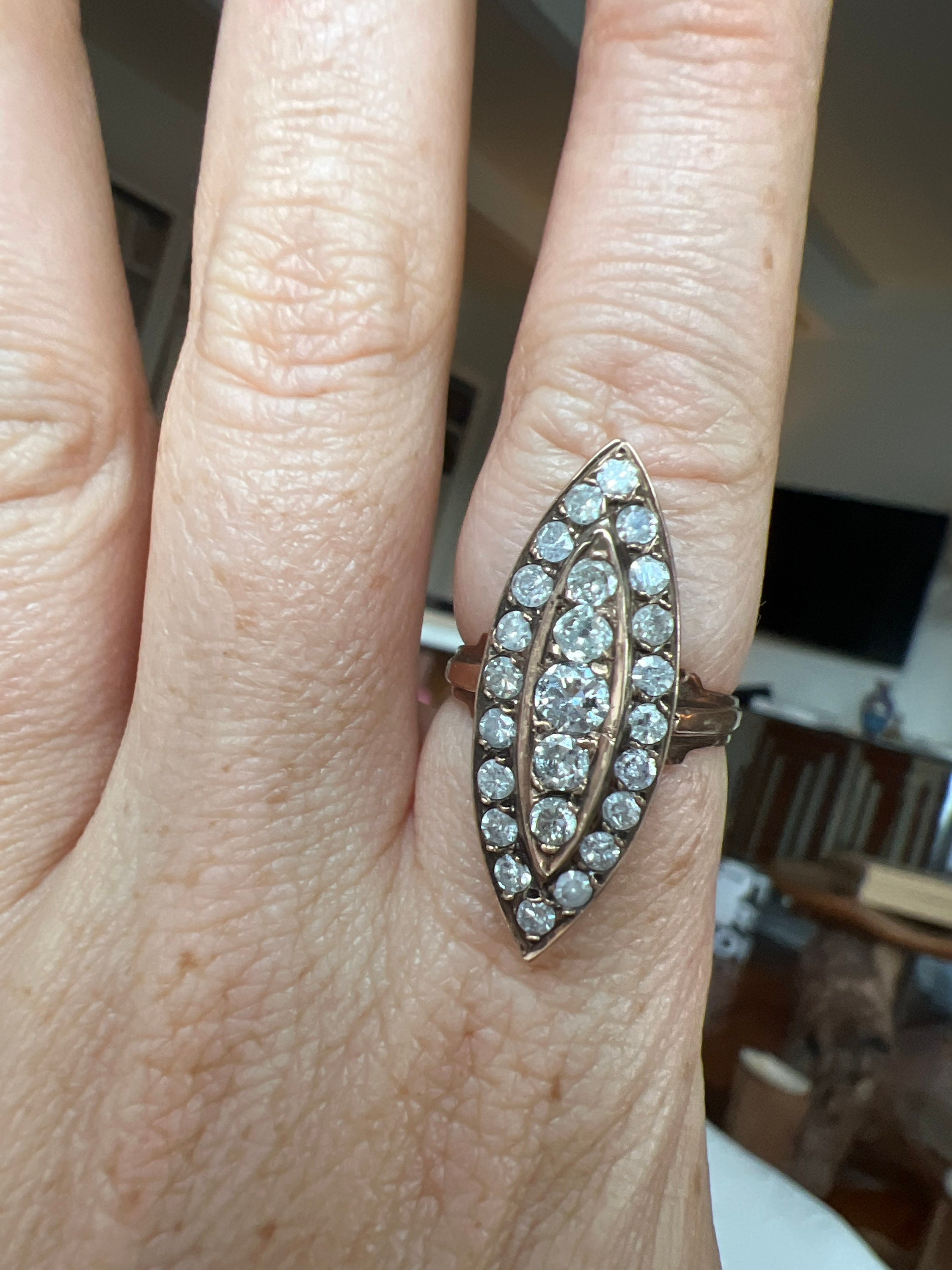 Victorian Navette Diamond Ring - Etsy