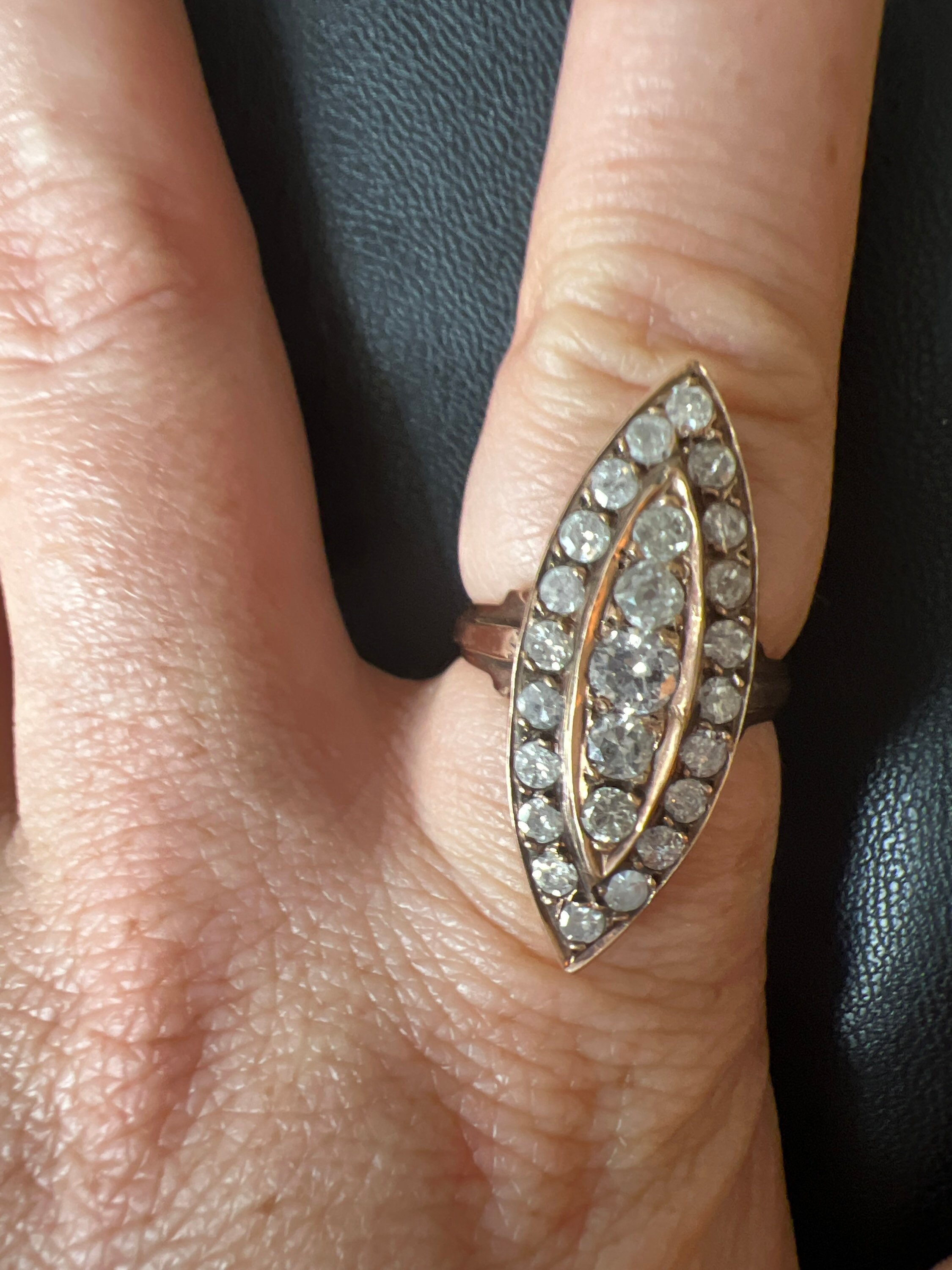 Victorian Navette Diamond Ring - Etsy