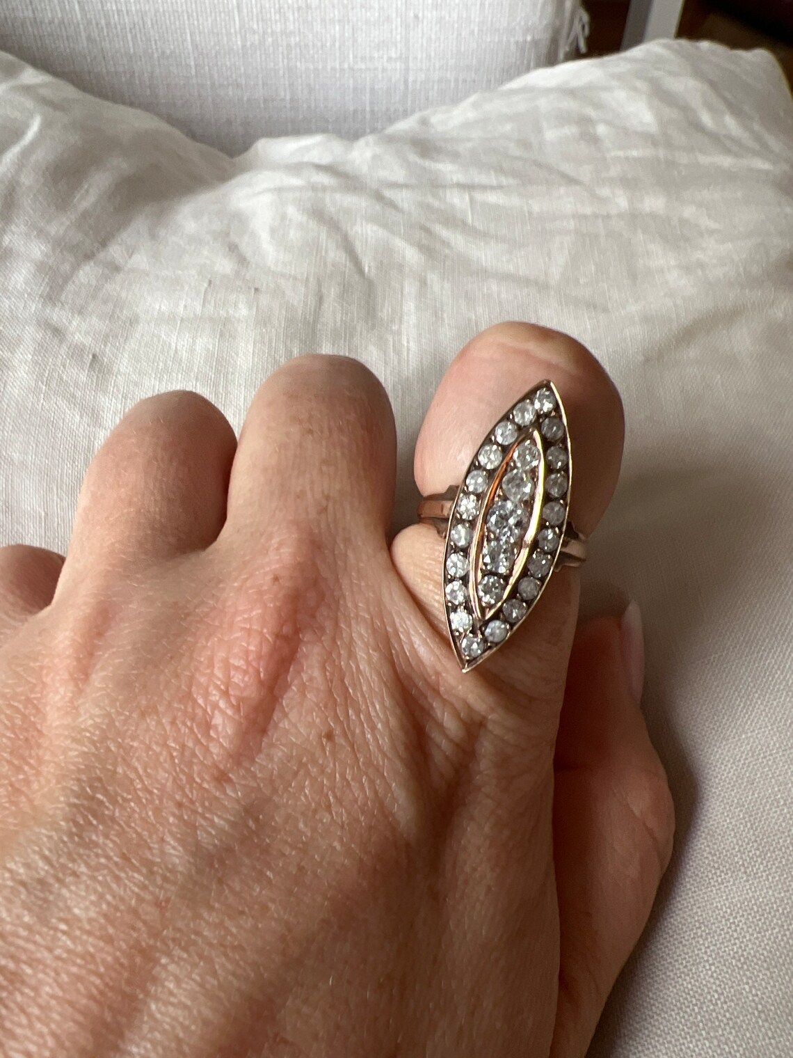 Victorian Navette Diamond Ring - Etsy