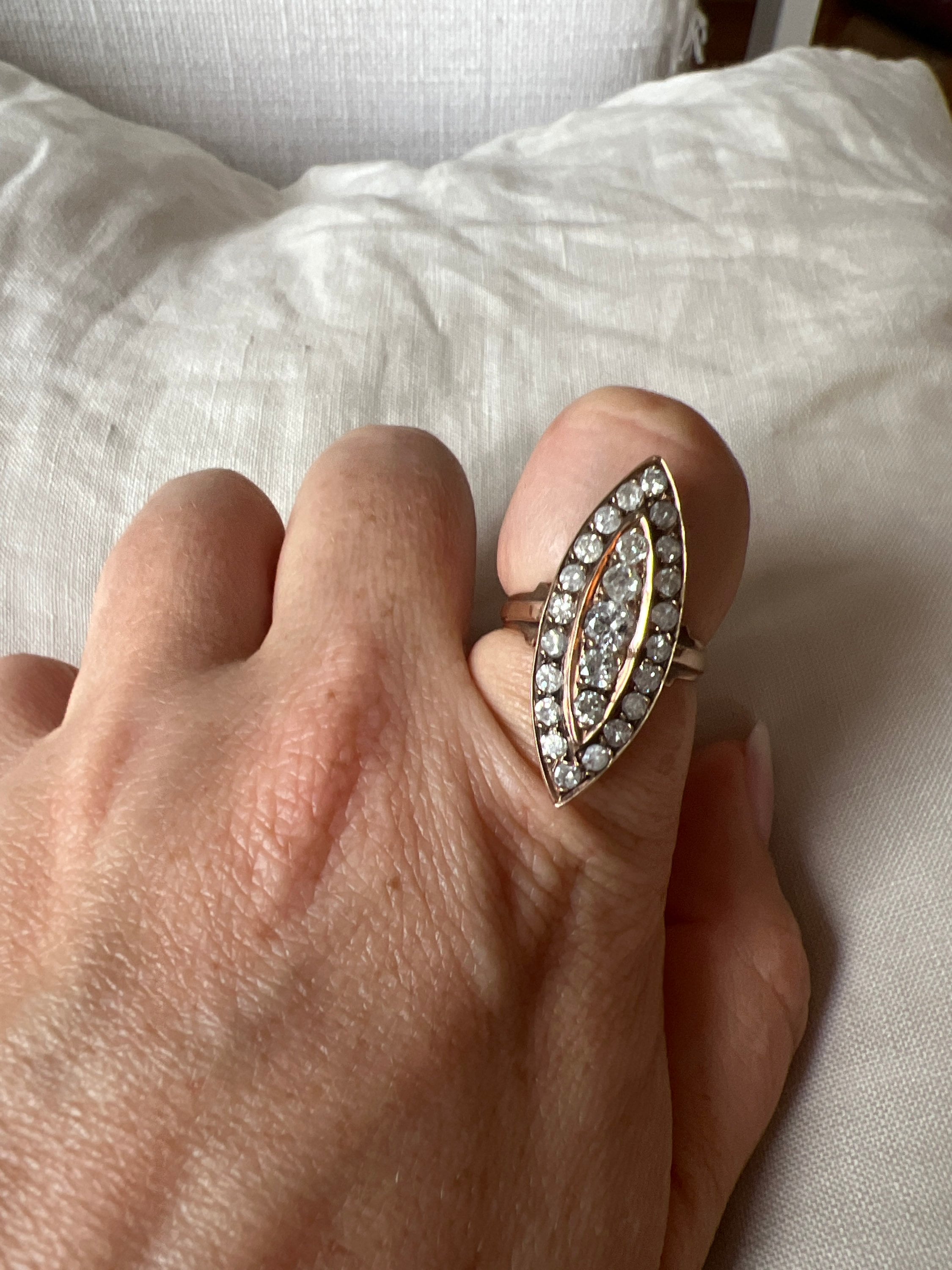 Victorian Navette Diamond Ring - Etsy