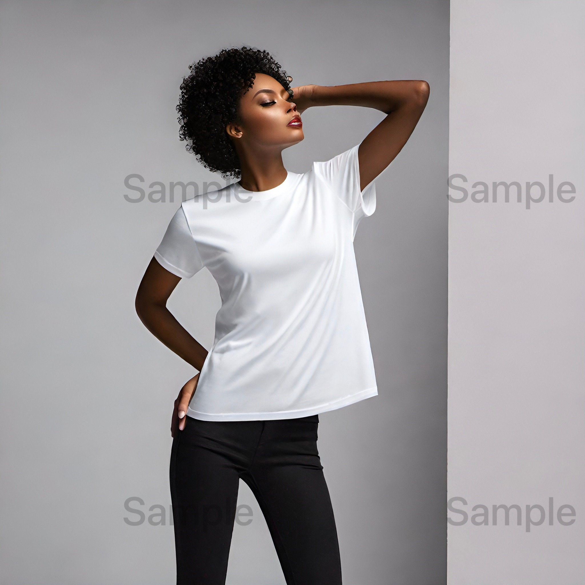 Striking T-shirt Mockup With a Professional Black Lady Model - Etsy