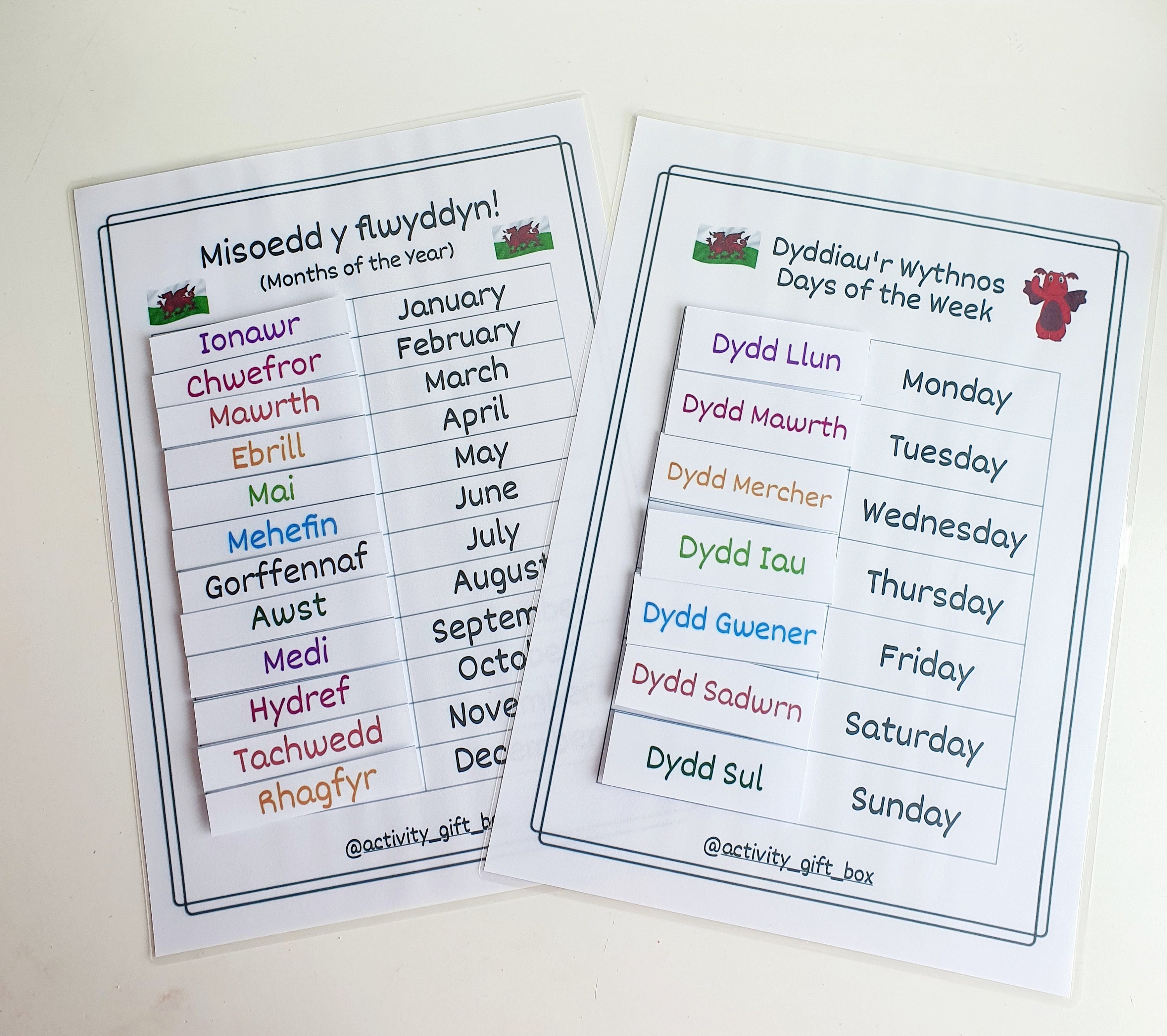 WELSH Fun Size Days of the Week and Months of the Year Small WELSH ...