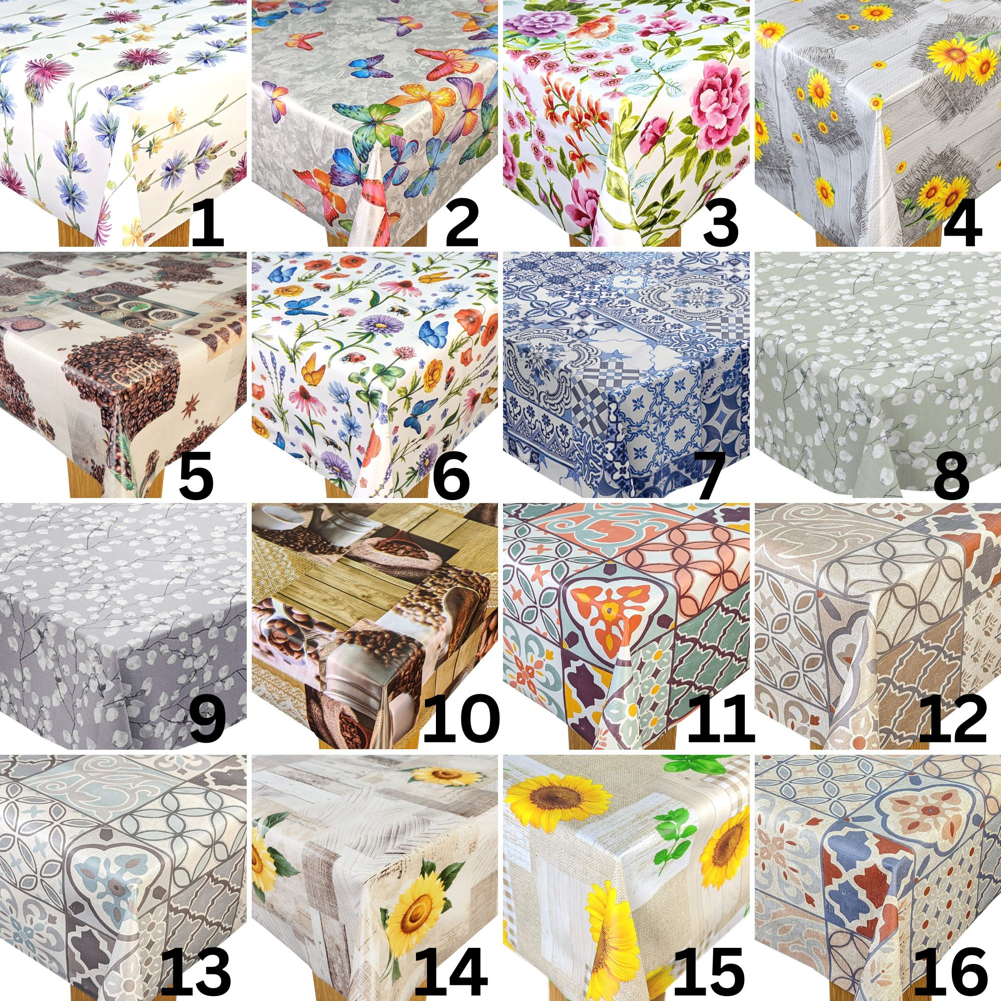 Tablecloth PVC Vinyl - Many Designs - Cover Indoor Outdoor Use Wipe ...