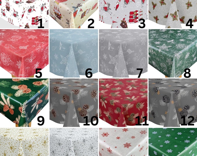 PVC Christmas Tablecloths Wipe Clean, Vinyl / Plastic Table Cloth ...
