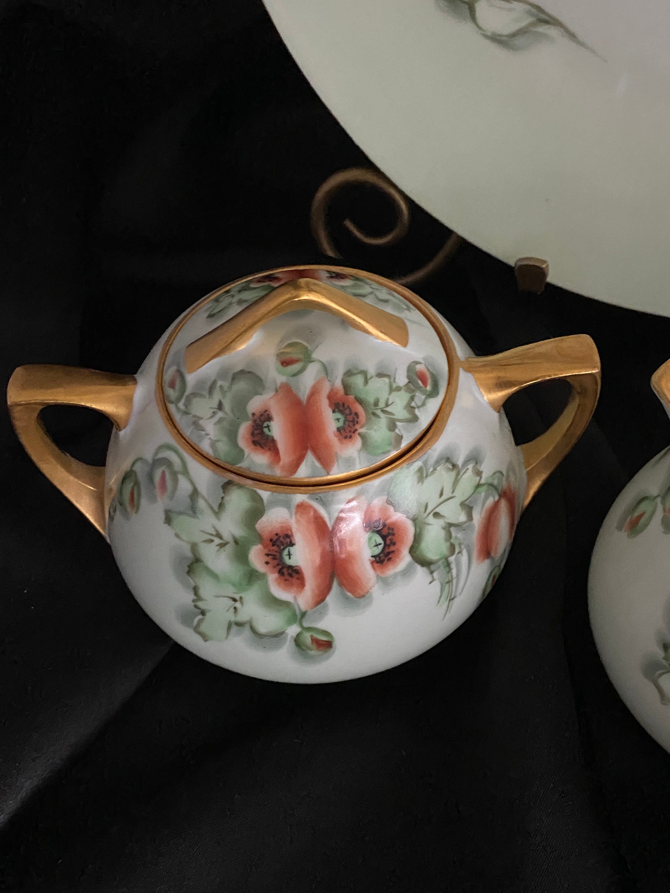 Royal Austria O&E.G Pottery Set/cake Plate/sugar and Creamer/vase/hand ...