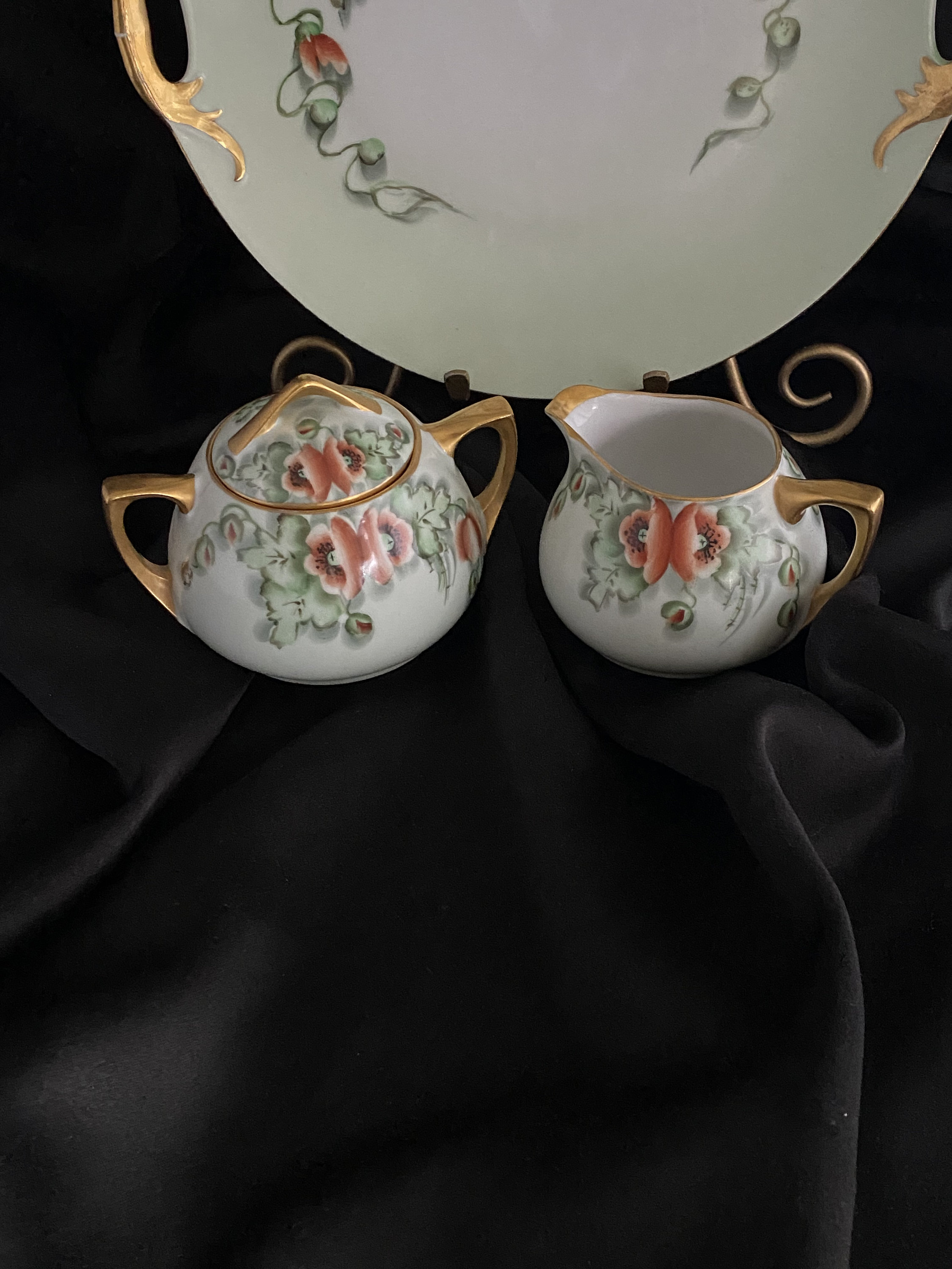 Royal Austria O&E.G Pottery Set/cake Plate/sugar and Creamer/vase/hand ...