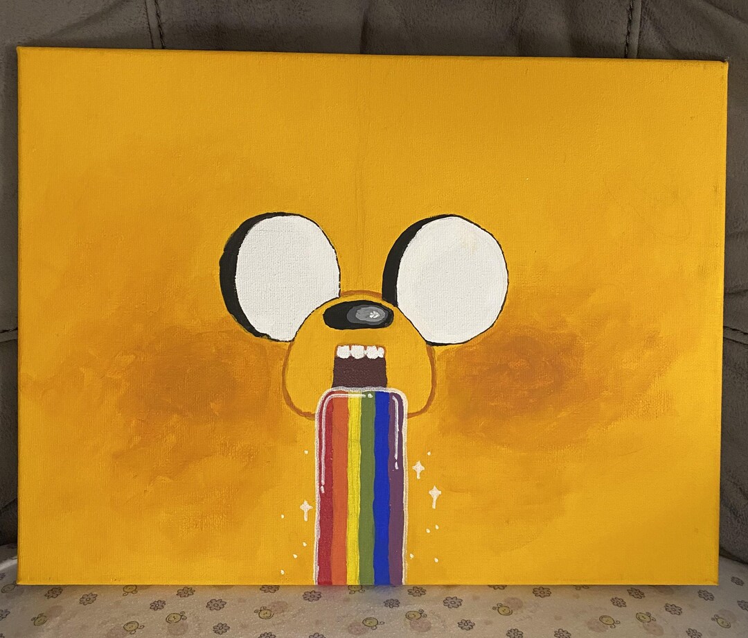 Jake the Dog Acrylic Painting From Adventure Time Trippy Rainbow Puke ...