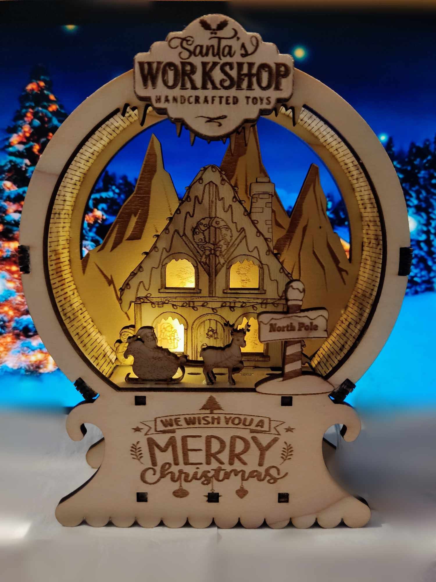 Santa's Workshop Lamp Laser Ready File 3mm / Svg / Dfx / Lbrn / Ai ...