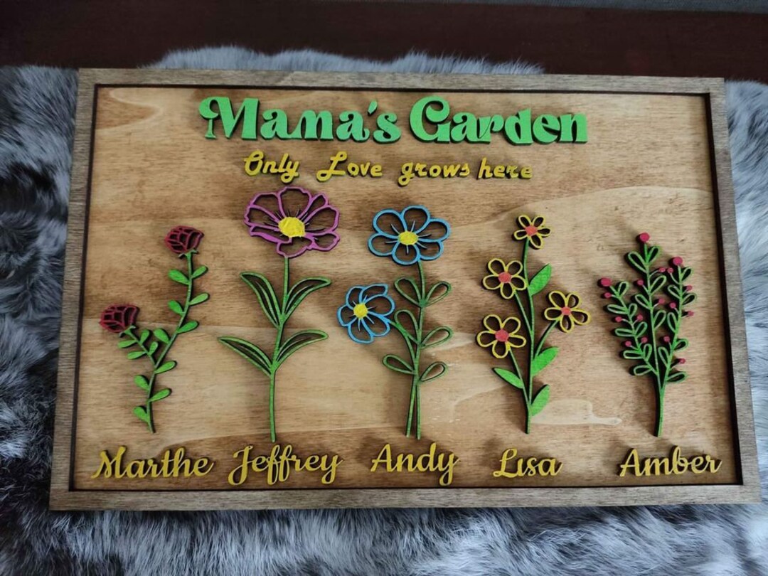 Mothersday Sign "mama's Garden" Laser Ready File Dutch and English Lbrn ...
