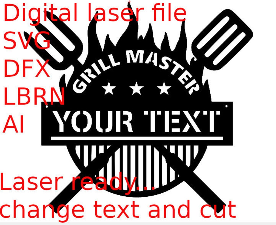 Personalized Grill Master Sign. Laser Cutting Files Svg Dxf Ai Lbrn ...