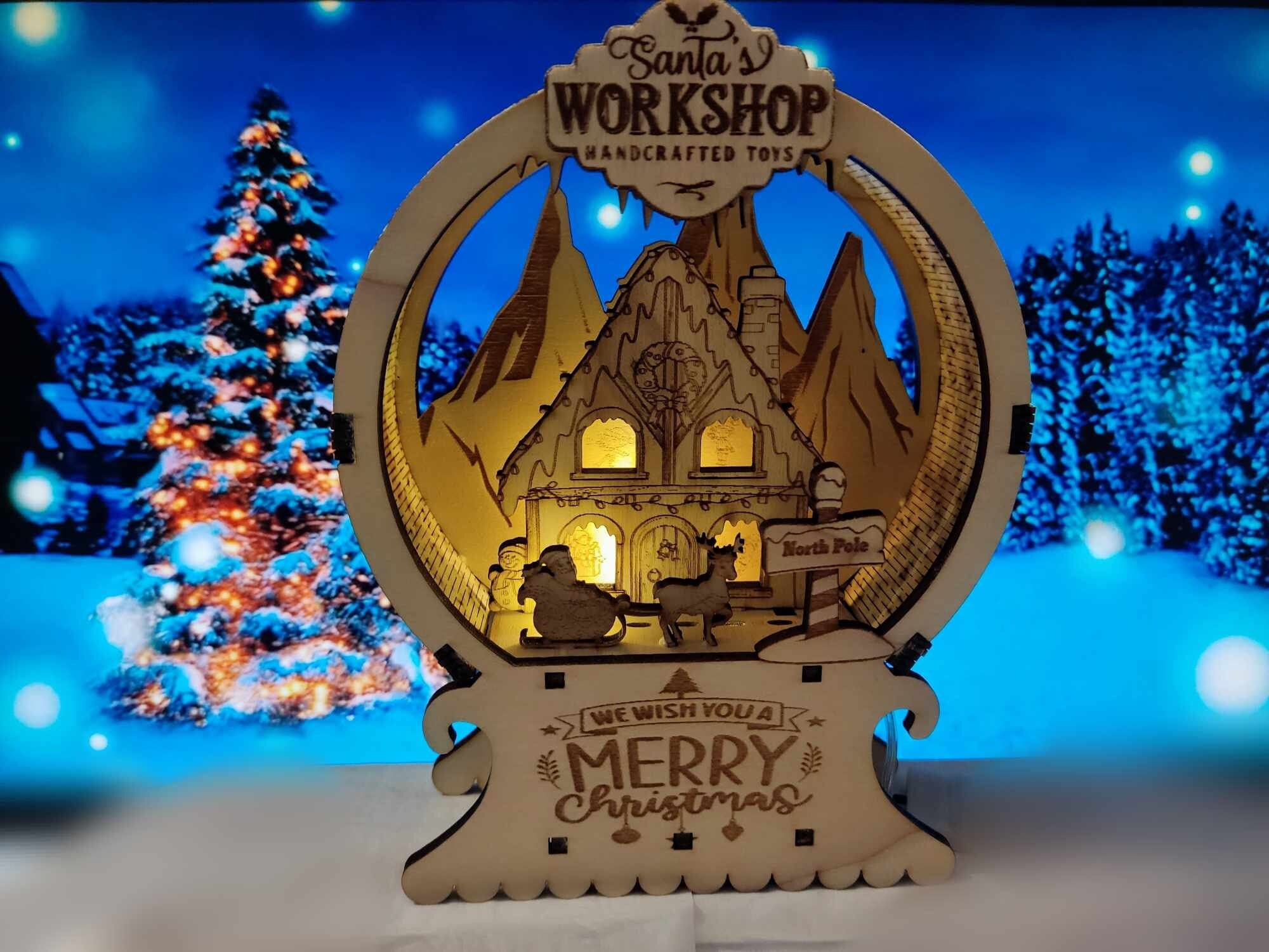 Santa's Workshop Lamp Laser Ready File 3mm / Svg / Dfx / Lbrn / Ai ...