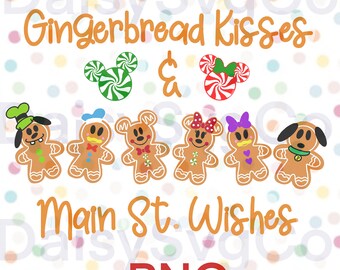 Fab 5 Gingerbread PNG Mickey Minnie Donald Daisy Goofy Pluto - Etsy