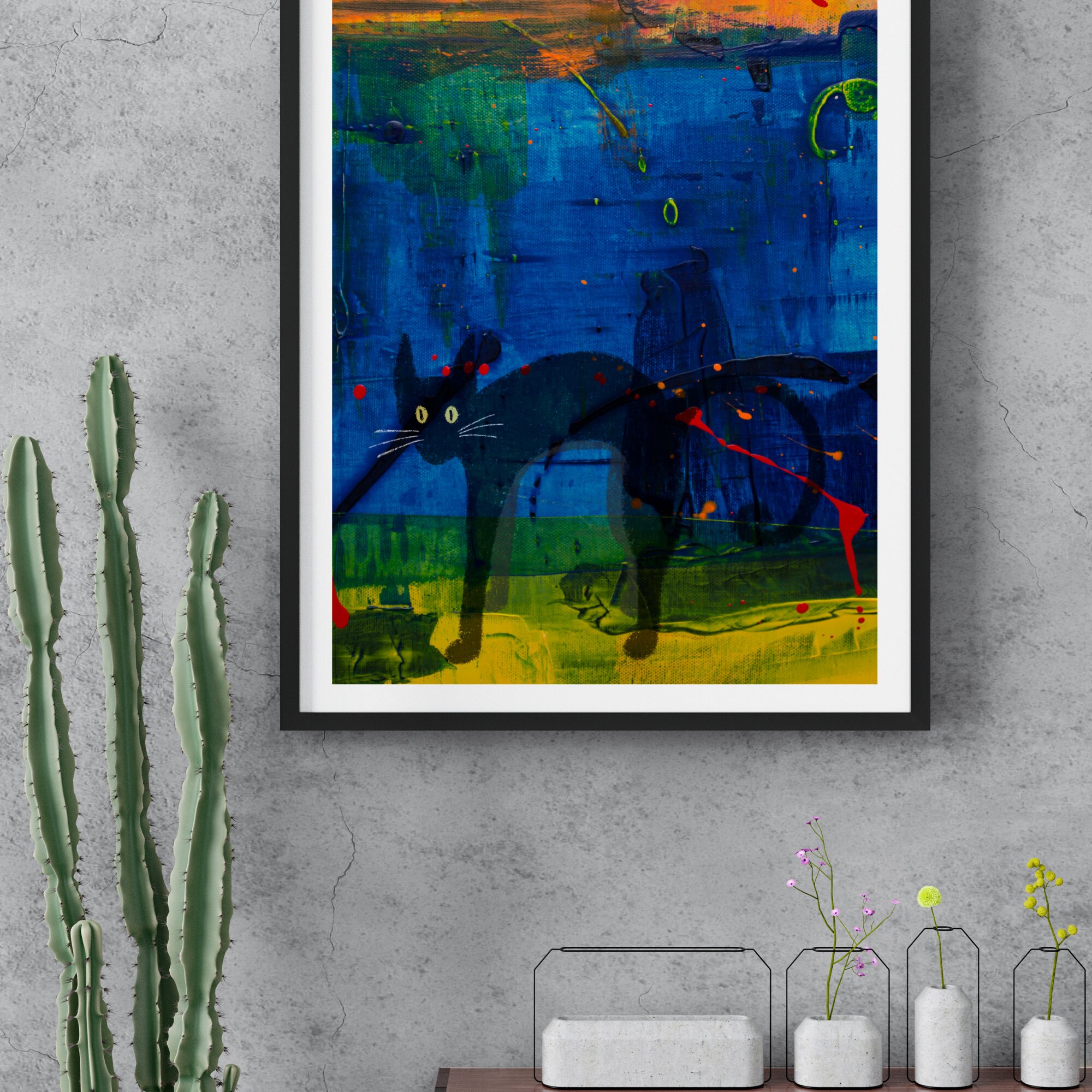 Digital Art Work Printable Wall Art Modern Art Home Decor Cat Art Work ...