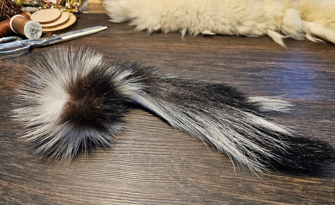 Handmade From Single Pelt. Real Skunk Fur With Tail Cat Toy. All ...