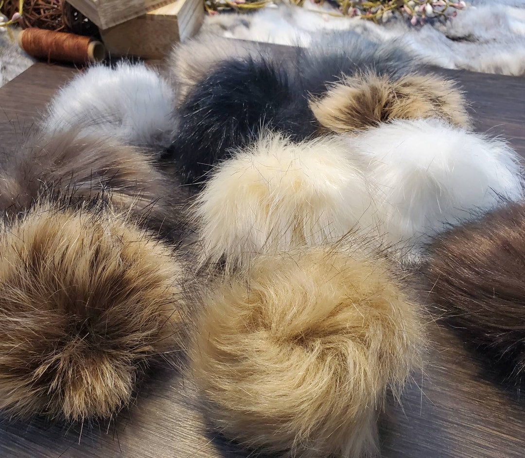 Faux Fur Pompom Cat Toys: Natural Color Balls, Catnip Option (4-4.5 ...