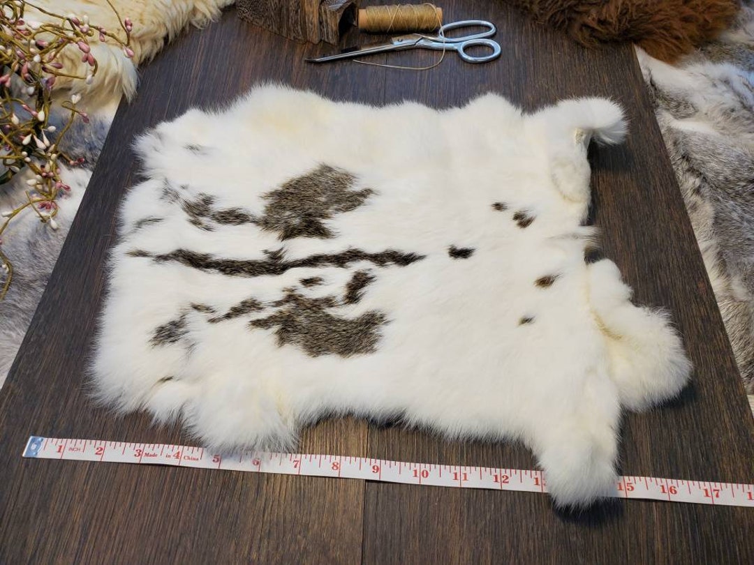 Two Spotted Rabbit Fur Pelts Less Than Perfect Great for - Etsy
