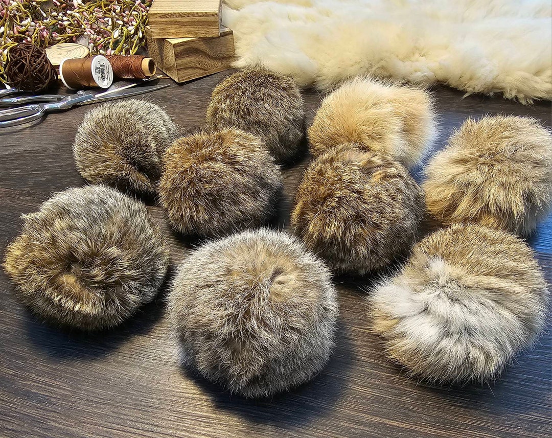 Handmade Rabbit Fur Cat Toy Pompoms: Natural Wool Core, Catnip Infused ...
