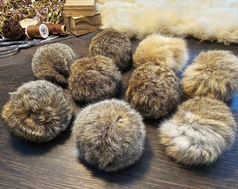 Catnip Filled Rabbit Fur Ball With Less Than Perfect Raccoon Tail. Real ...