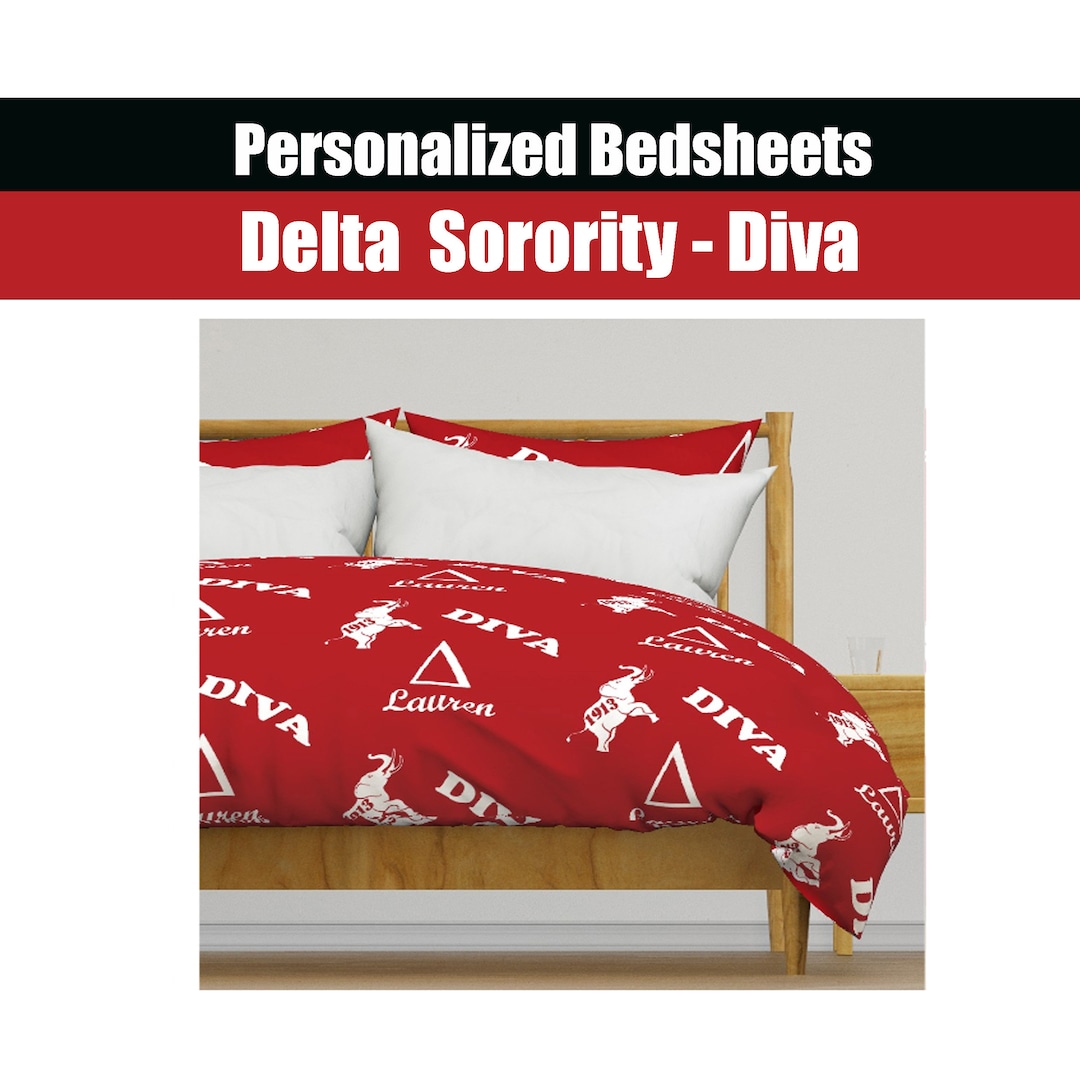 Delta Sorority Personalized Sheets for Red White Bedroom, Dorm Twin ...