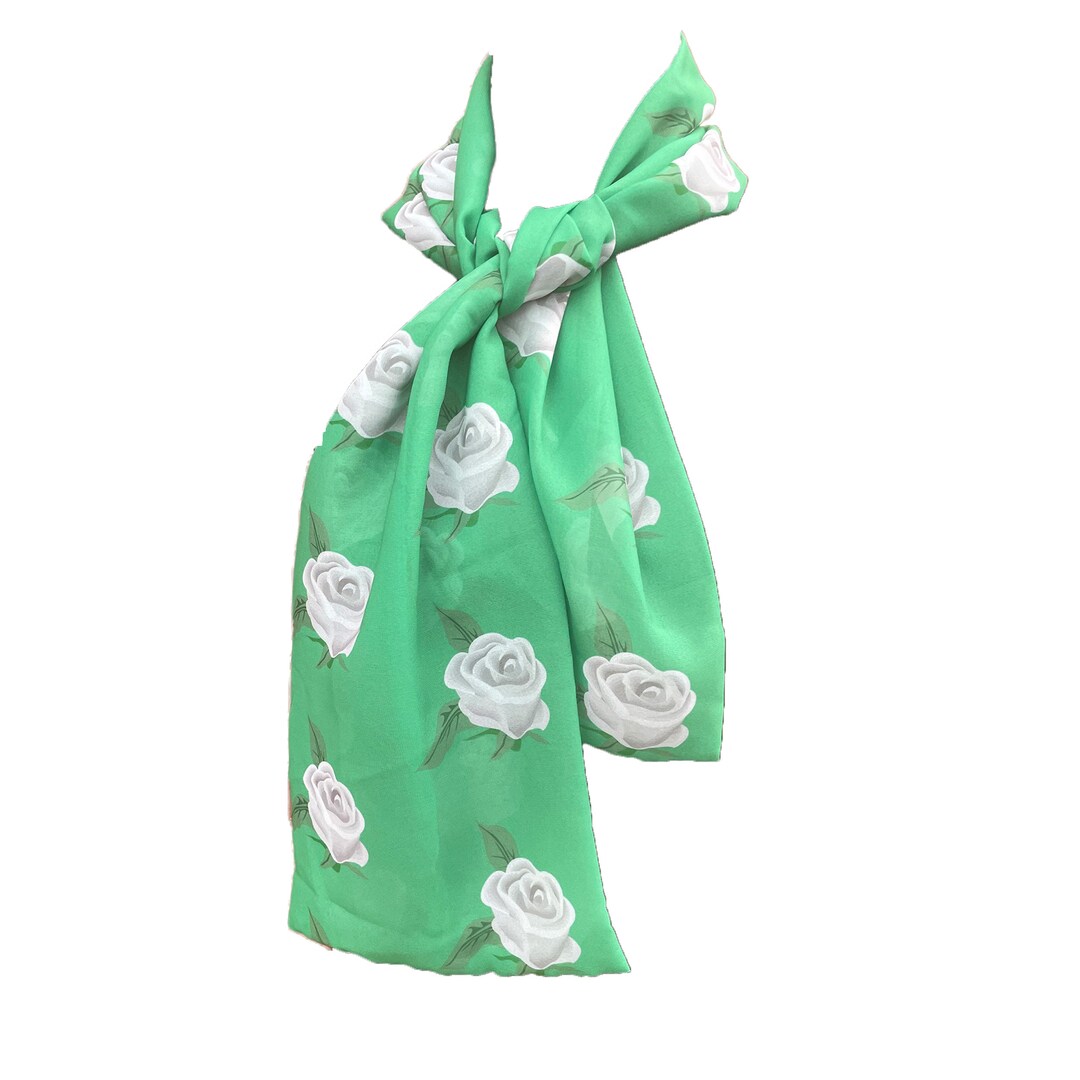The Links Green and White Scarf 48in X 8in Apparel Featuring White Rose ...