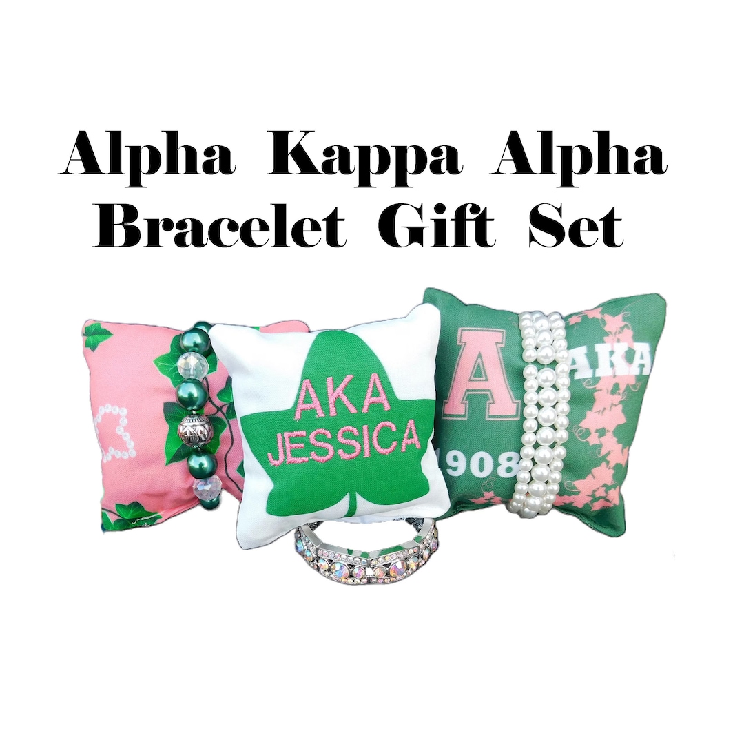 Alpha Kappa Alpha AKA Sorority Bracelets on Personalized Jewelry Pillow ...