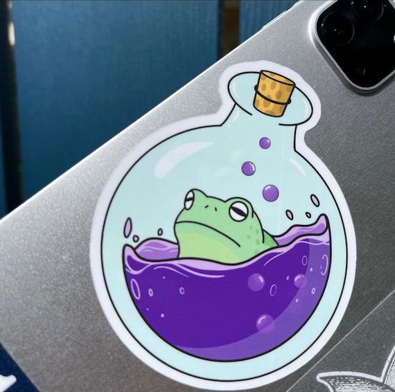 Frog in a Bottle Die Cut Vinyl Sticker Froggo Vinyl Sticker | Etsy